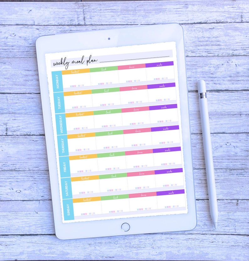 Weekly Meal Plan Digital Planner And Printable Portion Fix Compatible