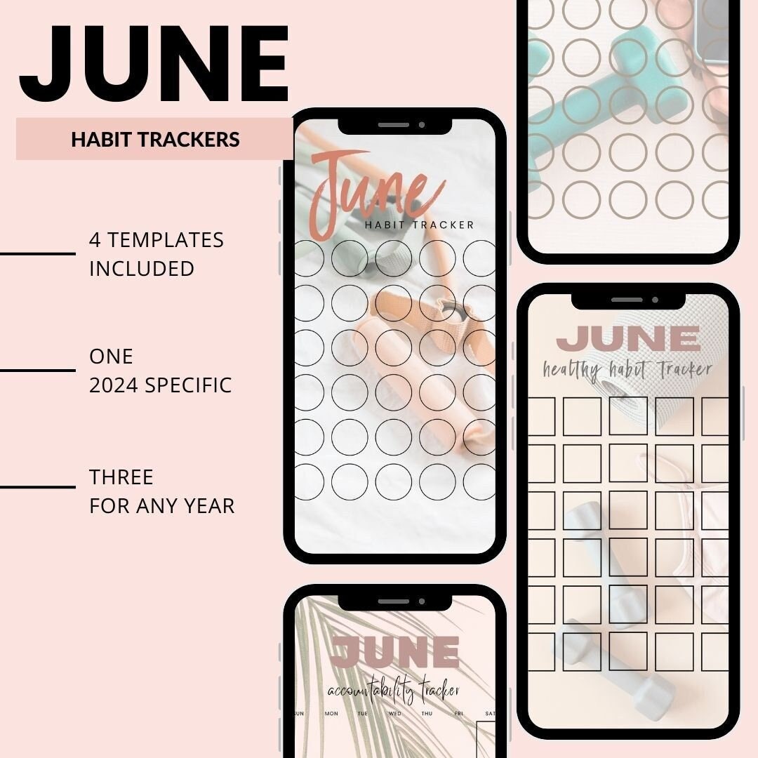 June 2024 Habit Tracker SOCIAL MEDIA | IG Stories | Workout ...