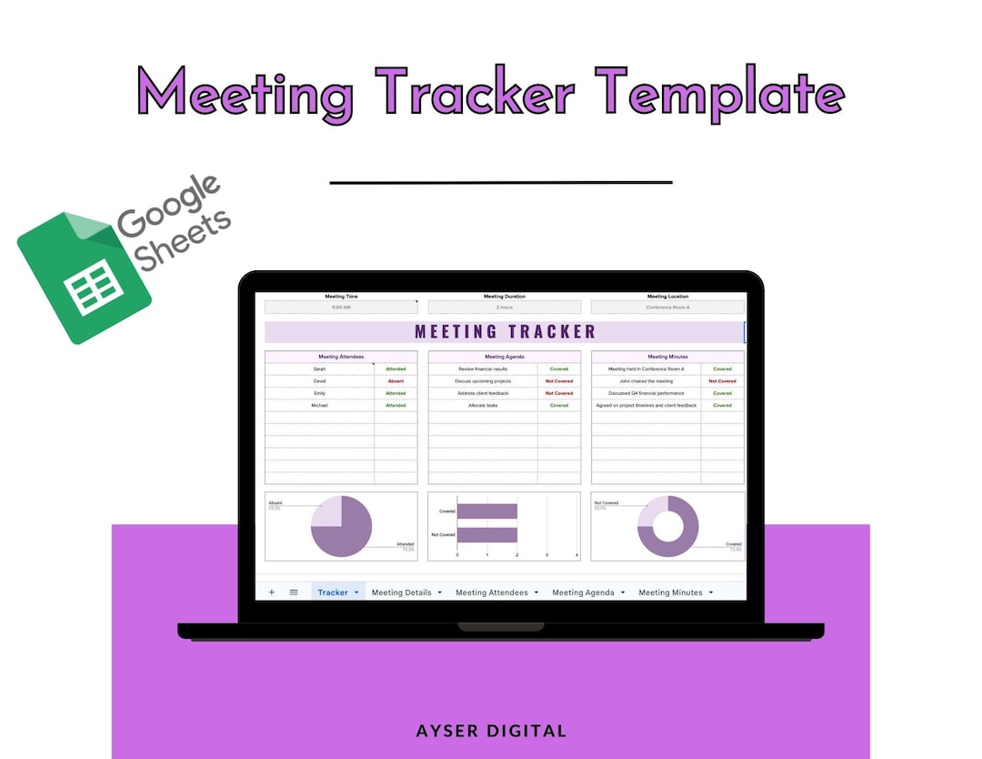 Meeting Tracker Template, Google Sheets, Editable Meeting Planner, Team ...
