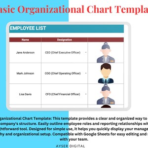 Basic Organizational Chart Template, Google Sheets Format, Simple Org ...