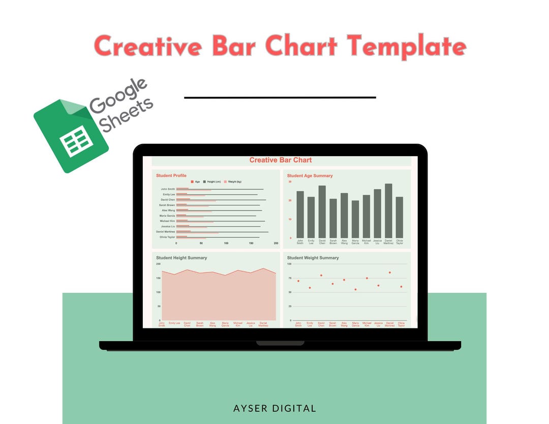 Creative Bar Chart Template, Google Sheets Editable Chart, Data ...