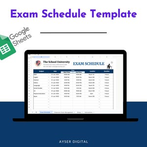 Exam Schedule Template, Google Sheets for Students Teachers, Class Time ...