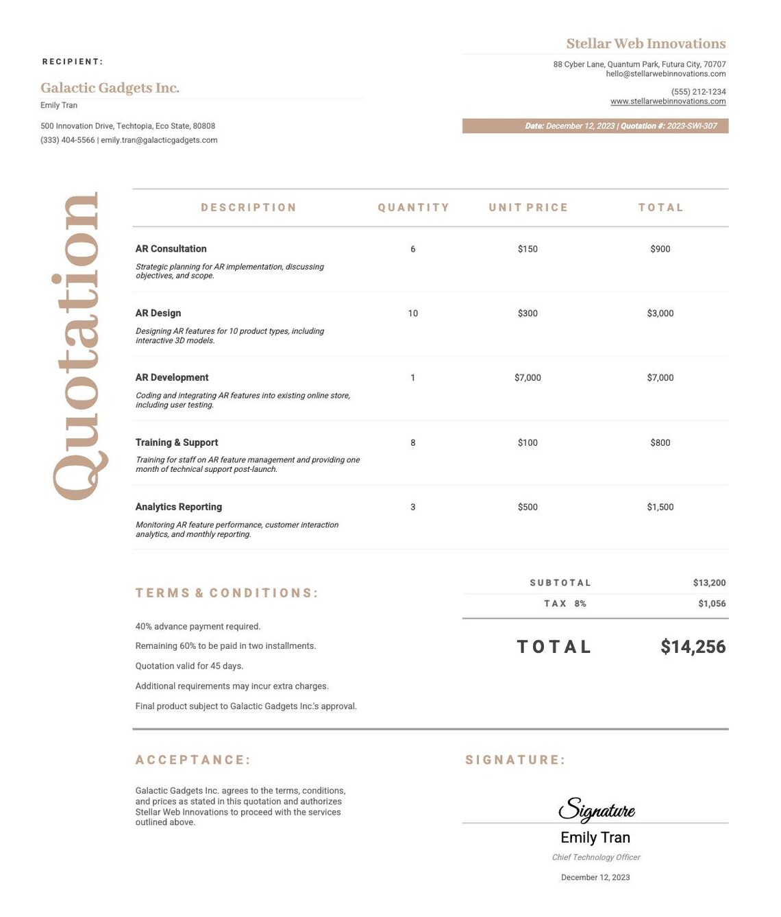 Quotation Template, Price Quote Template, Google Sheets, Editable ...