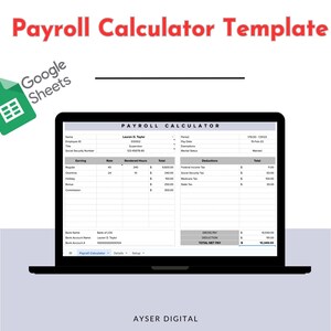 Payroll Calculator Template, Employee Salary Tracker, Google Sheets ...