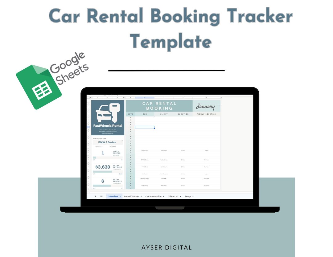 Car Rental Booking Tracker Template, Google Sheets Tracker for Car ...