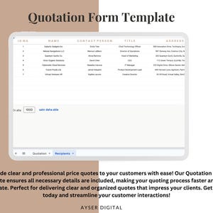 Quotation Template, Price Quote Template, Google Sheets, Editable ...