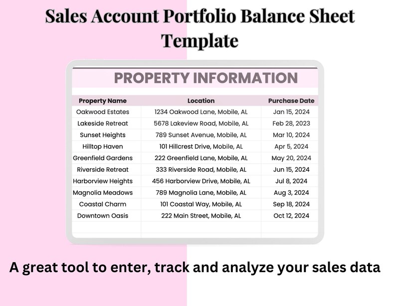 Sales Account Portfolio Balance Sheet Template, Google Sheets Finance ...
