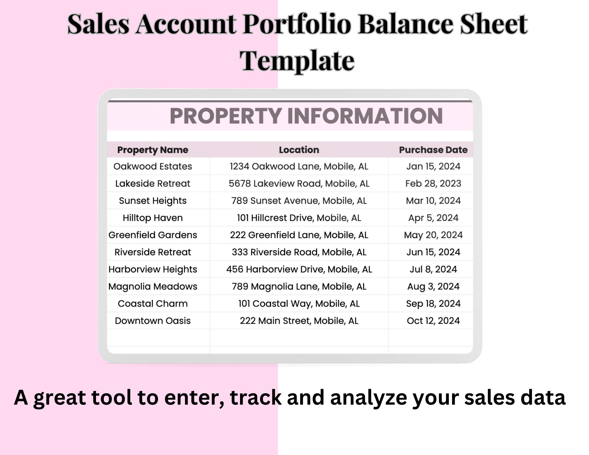 Sales Account Portfolio Balance Sheet Template, Google Sheets Finance ...
