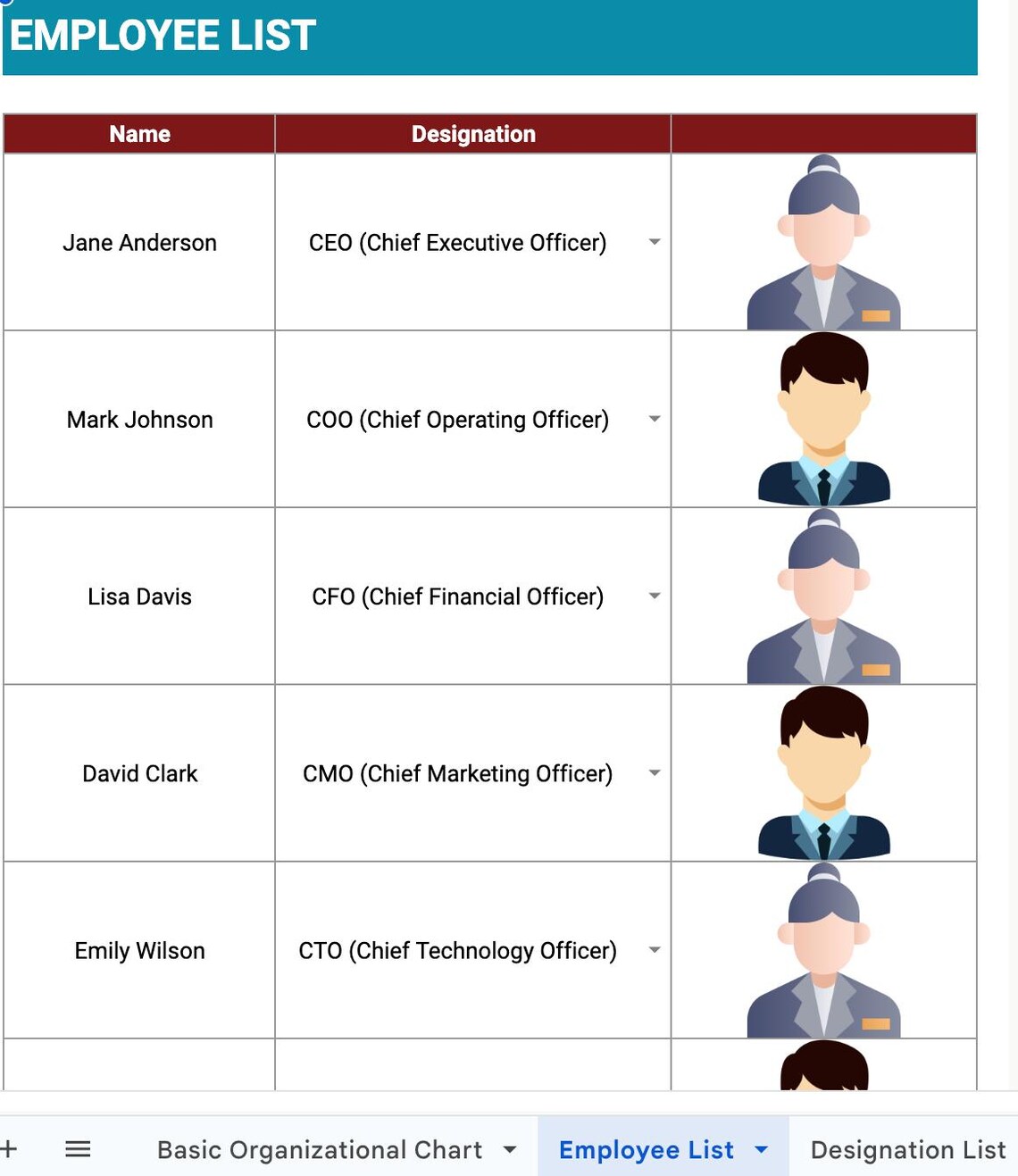 Basic Organizational Chart Template, Google Sheets Format, Simple Org ...