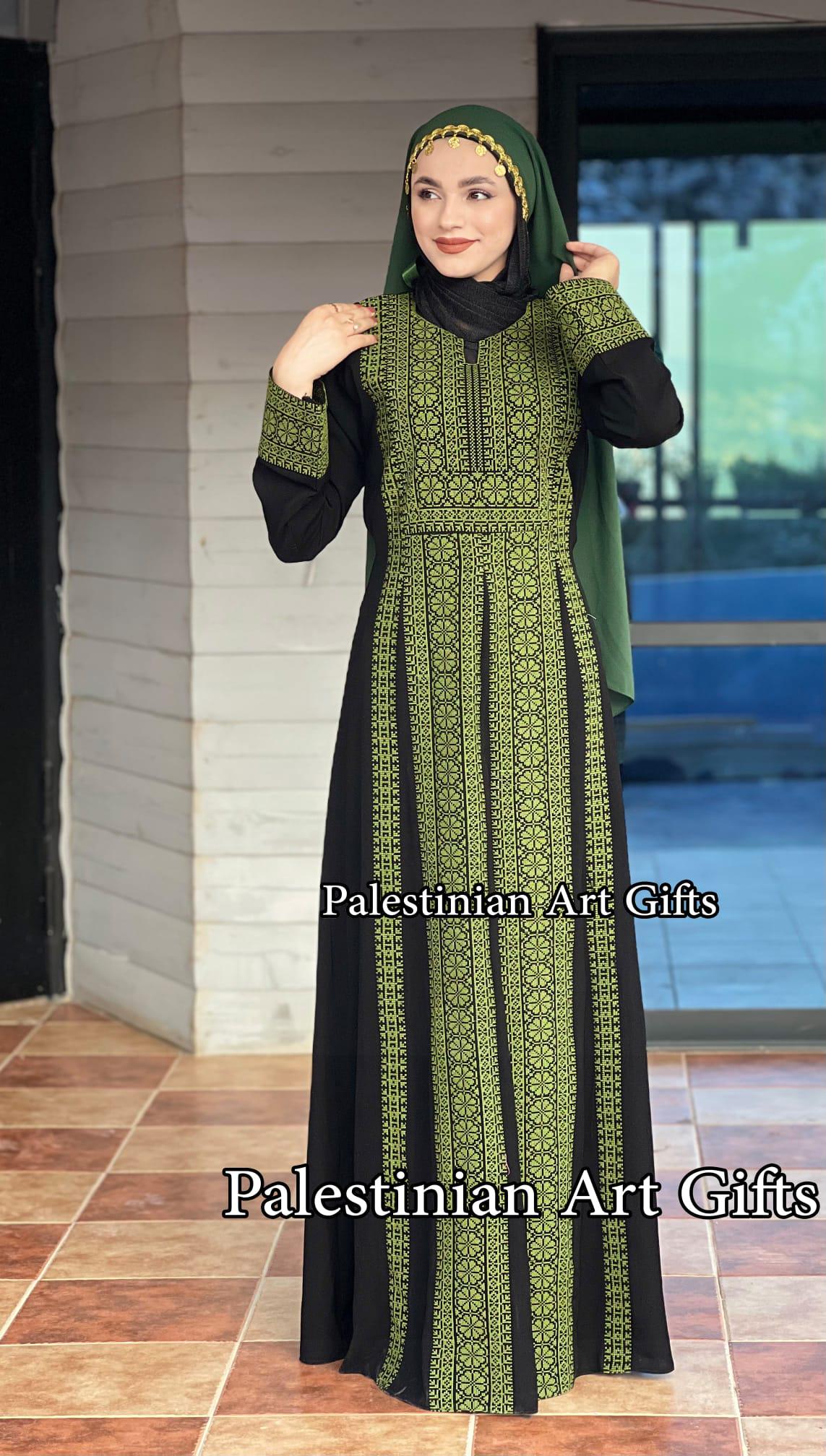 Traditional Embroidered Palestinian Thobe With Head Scarf-perfect Dress ...