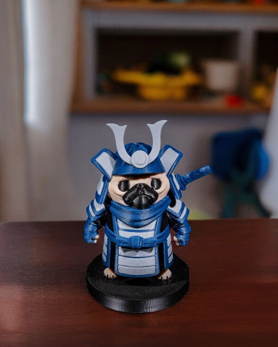 Blue Samurai Pug Figurine Unique Pug Collectible, Cute Pug Statue for ...