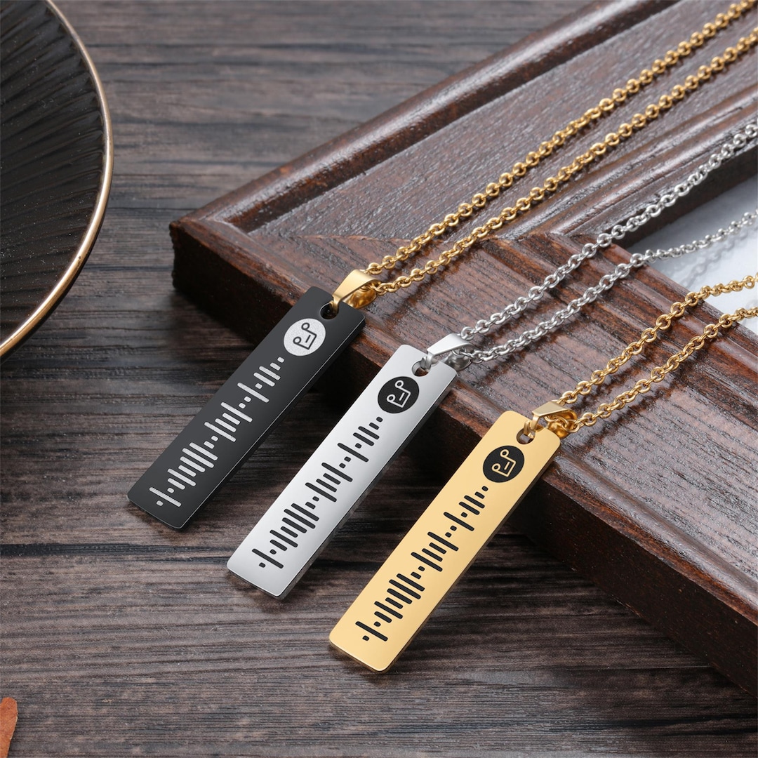 Spotify Code Necklace, Customized Spotify Music Engraved Necklace ...