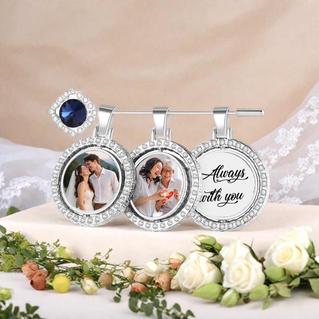 Personalized Wedding Photo Pins,custom Double-sided Rotatable Bridal ...