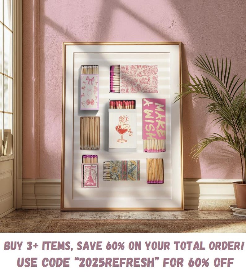 Trendy Wall Art, Pink Matchbox Print, Trendy Matches Poster, Retro ...
