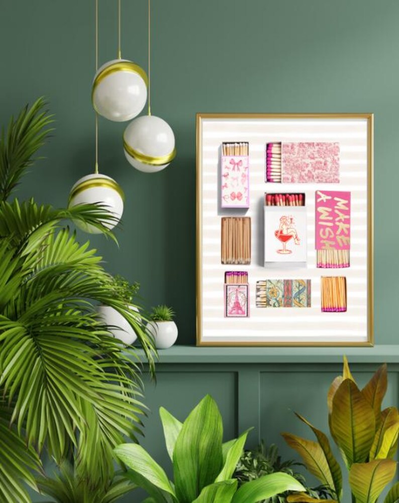 Trendy Wall Art, Pink Matchbox Print, Trendy Matches Poster, Retro ...