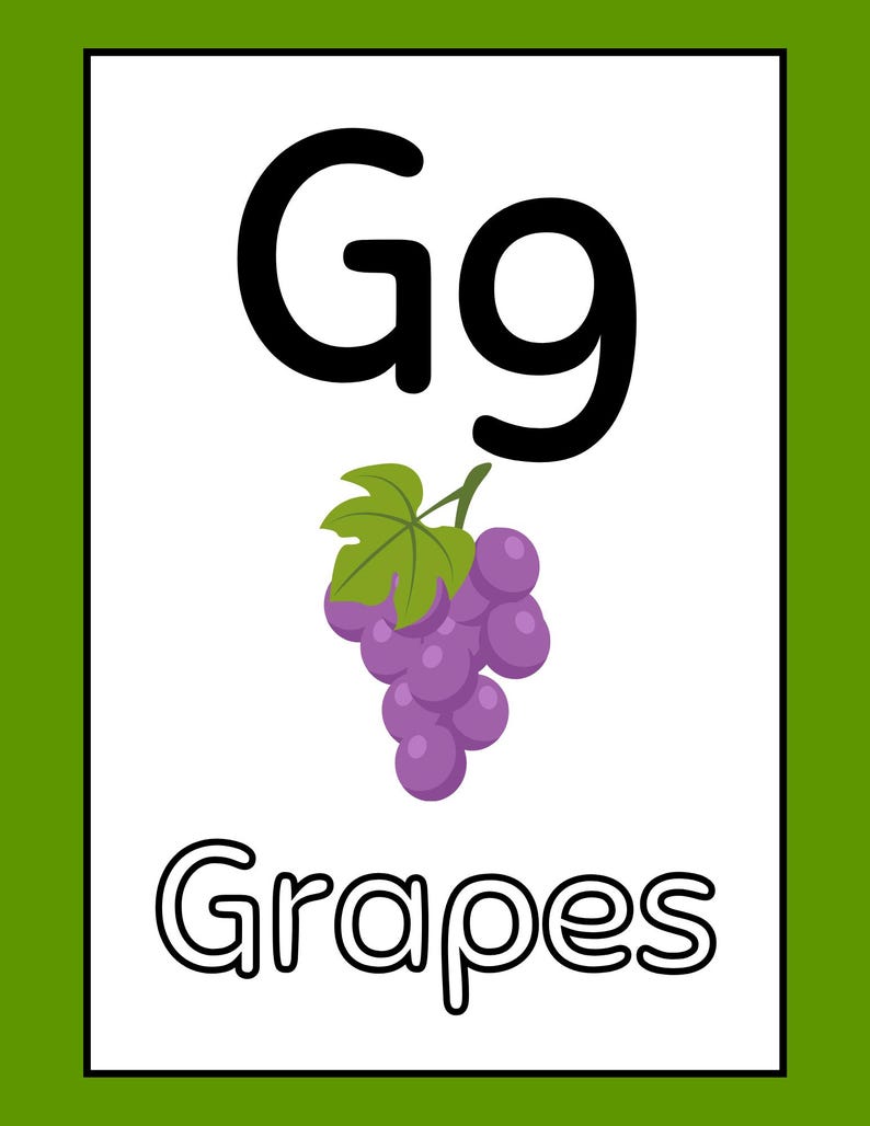 A-Z Flash Cards: Fruits and Animals - Etsy