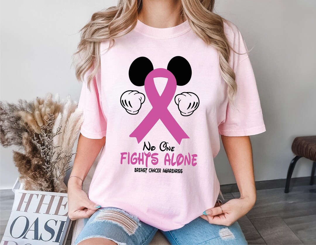 No One Fights Alone Shirt, Disney Breast Cancer Awareness Shirt, Mickey ...