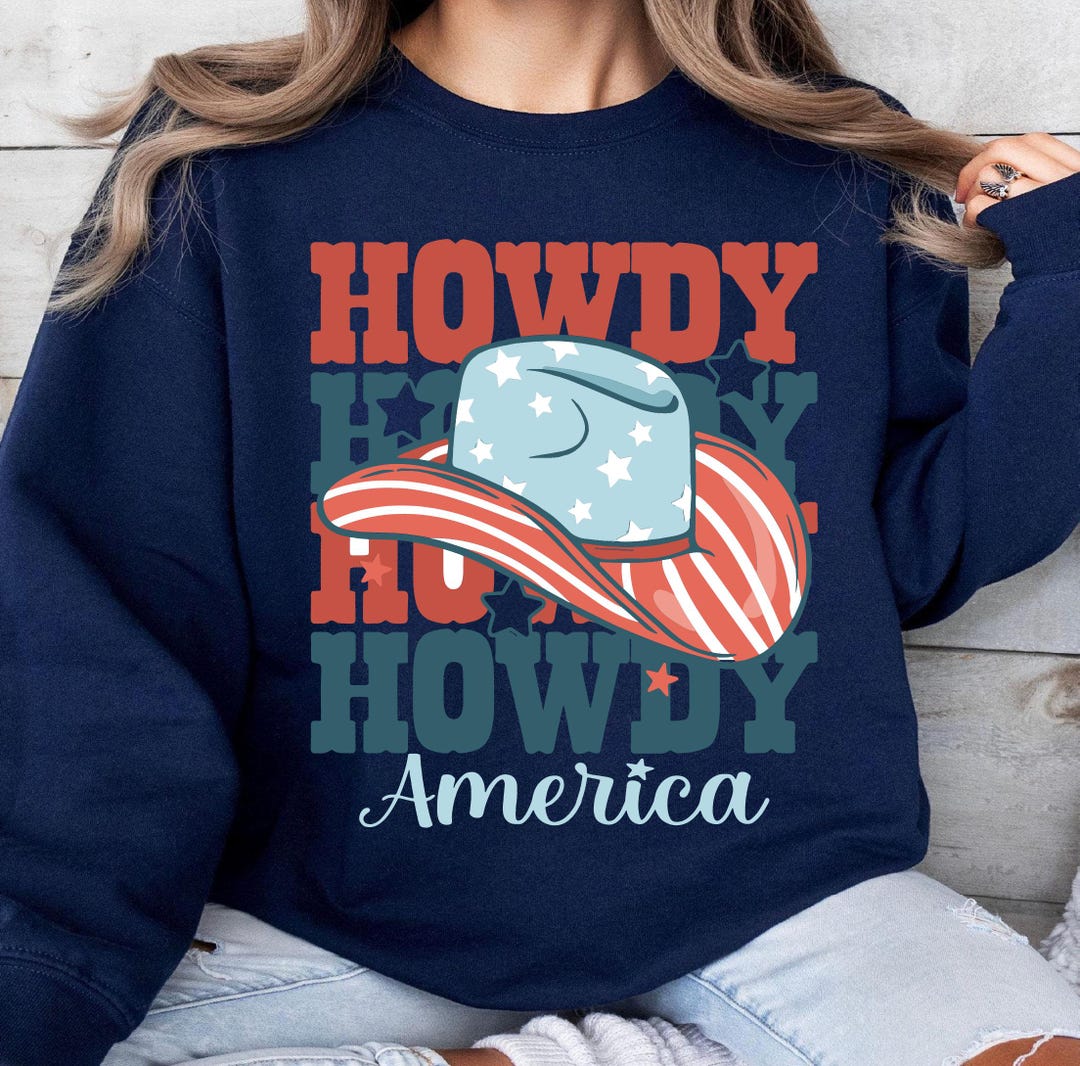Howdy America Cowboy Hat Shirt, 4th of July Western Tee, Patriotic ...