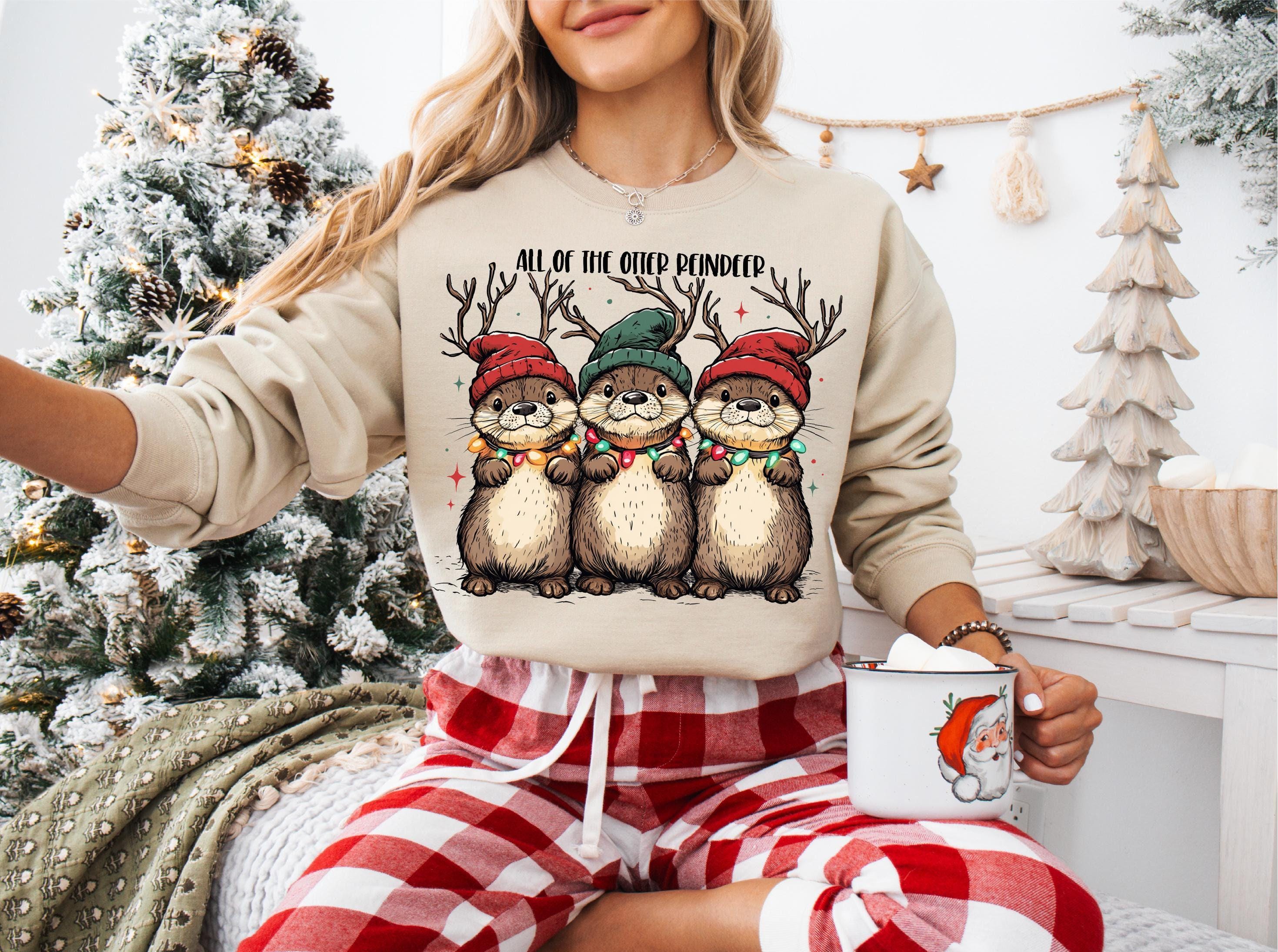 All of the Otter Reindeer Sweatshirt, Xmas Animal Sweater, Christmas ...