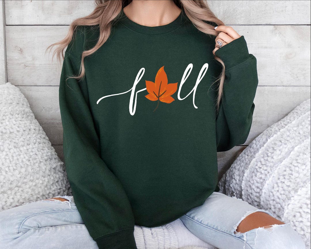 Fall Leaf Shirt, Minimalist Fall Season Sweatshirt, Fall Vibes Tee ...