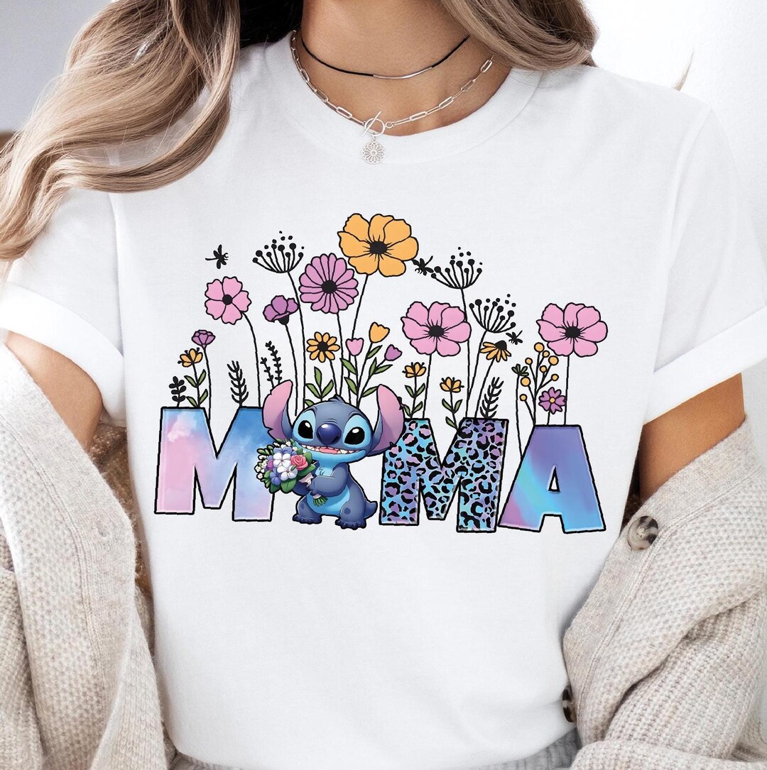 Mama Stitch Flowers Shirt, Disney Stitch Floral Mother Tee, Mothers Day ...