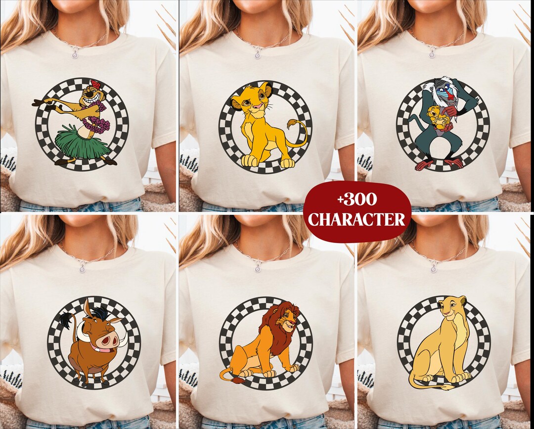 Disney Checkered Lion King Characters Retro Shirt, Disney Family Trip ...