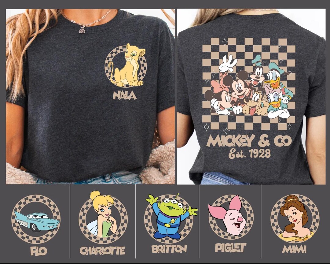 Disney All Characters Retro Checkered Custom Shirt, Vintage Disney ...