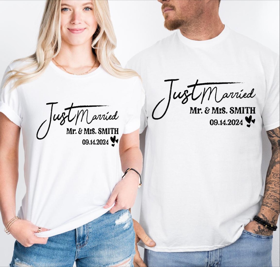 Just Married Shirt, Husband and Wife Sweatshirt, Married Couple T-shirt ...