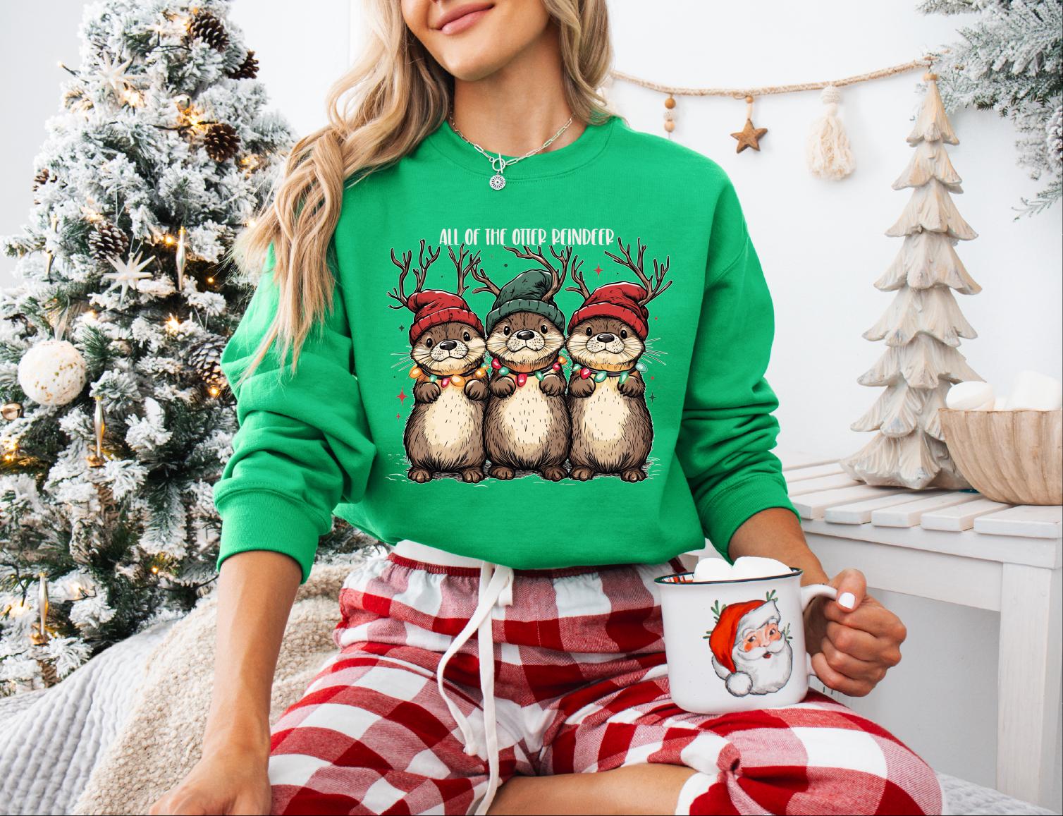 All of the Otter Reindeer Sweatshirt, Xmas Animal Sweater, Christmas ...