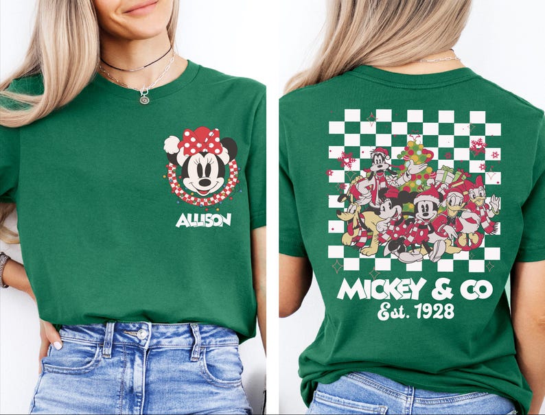 Disney All Characters Christmas Retro Checkered Custom Shirt, Vintage ...