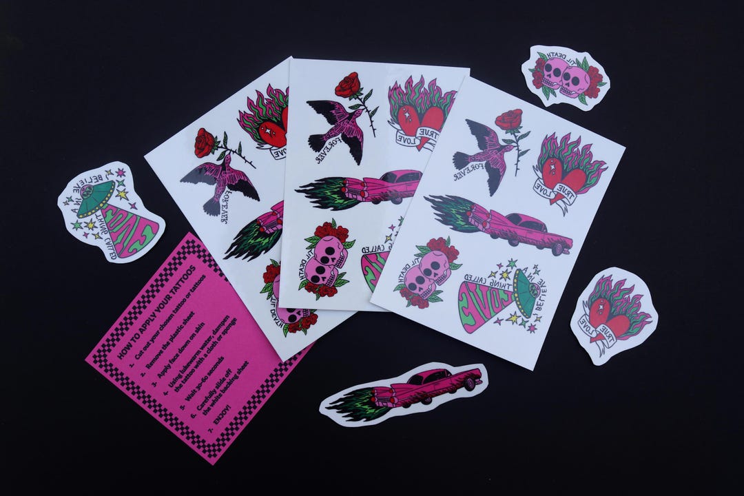 Classic Retro Temporary Tattoos - Etsy