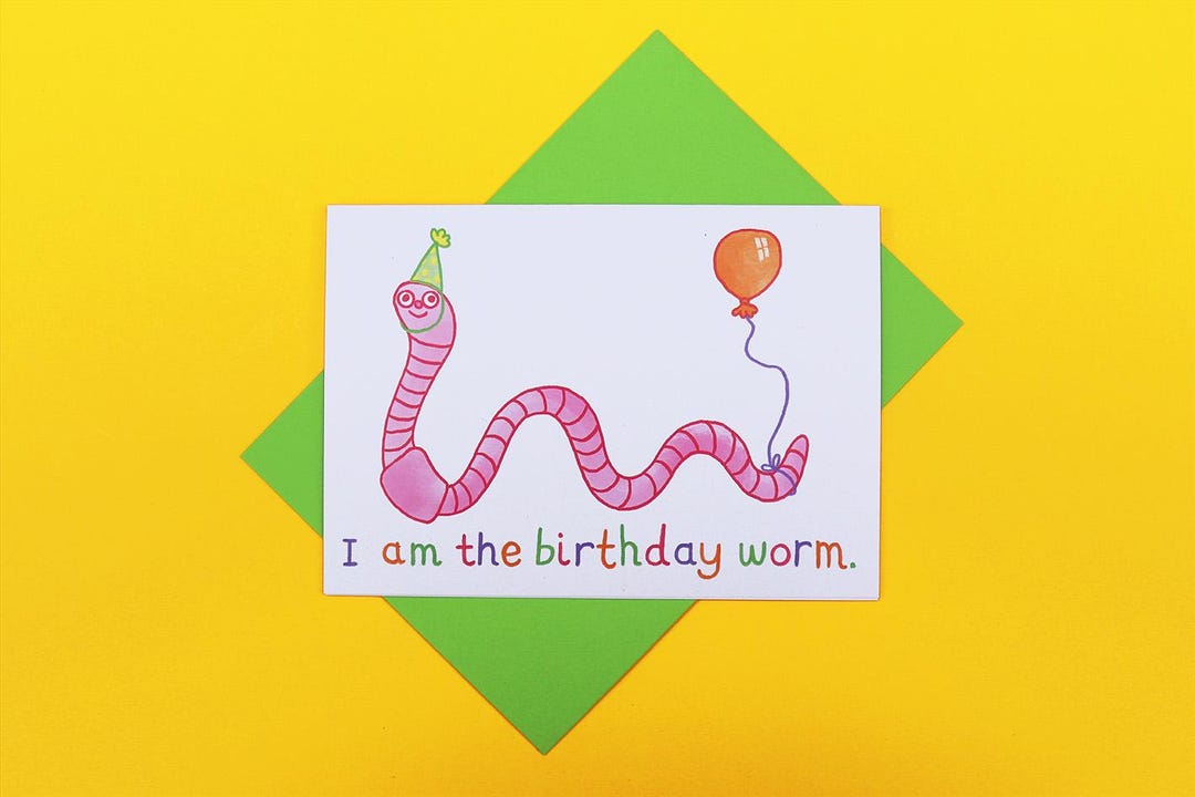 Quirky Birthday Worm Greeting Card: Fun Recycled A6 Card - Etsy