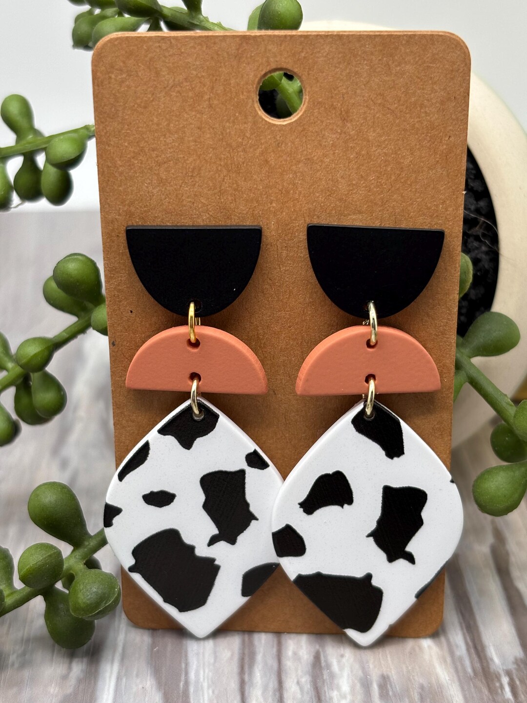 Funny Dangle Polka Dot Earrings - Acrylic Geometric Pierced or Clip on ...