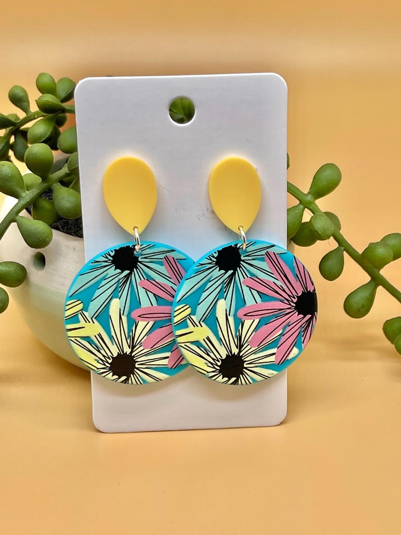Vibrant Resin Acrylic Dangle Earrings | Geometric Circle & Oval Designs ...