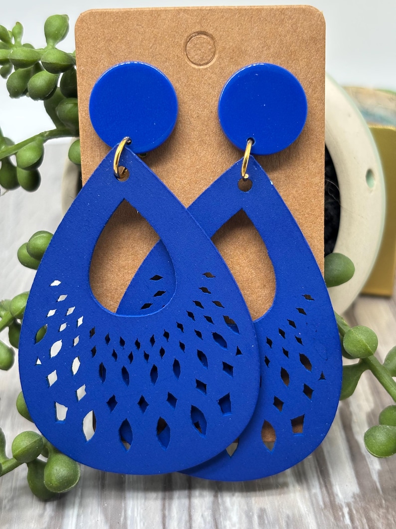 Boho Chic Brass and Wood Earrings – Lightweight Dangle Statement ...