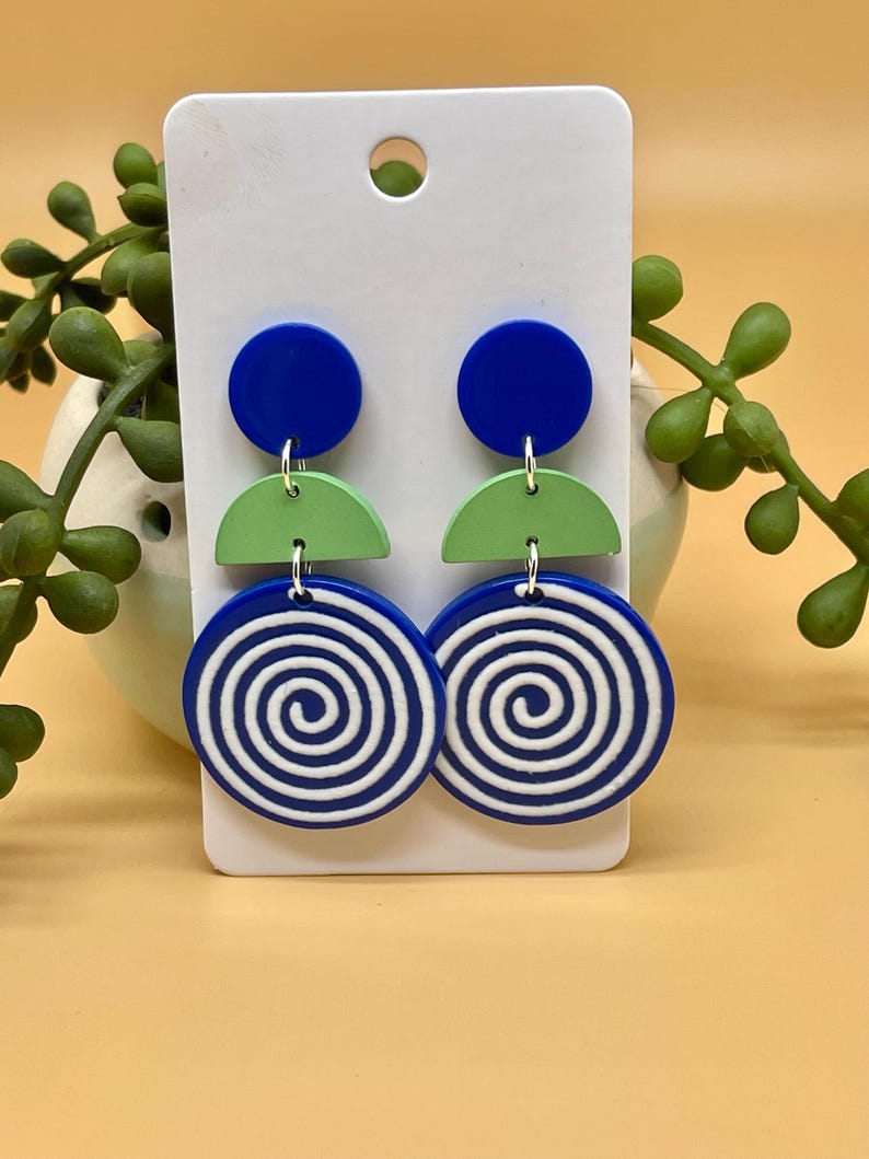 Vibrant Resin Acrylic Dangle Earrings | Geometric Circle & Oval Designs ...