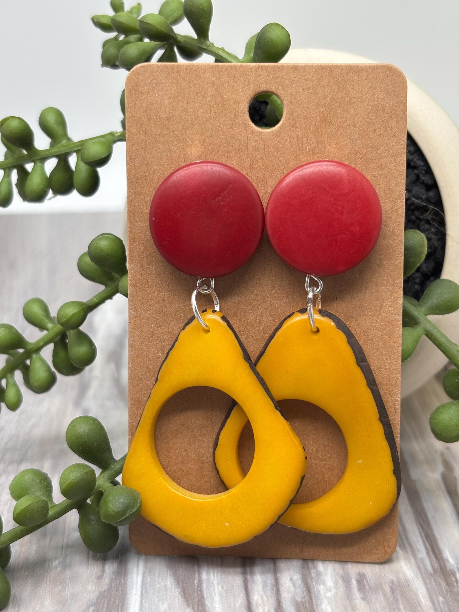 Eco-friendly Tagua Nut Loop Dangle Drop Earrings | Vibrant Boho Chic ...