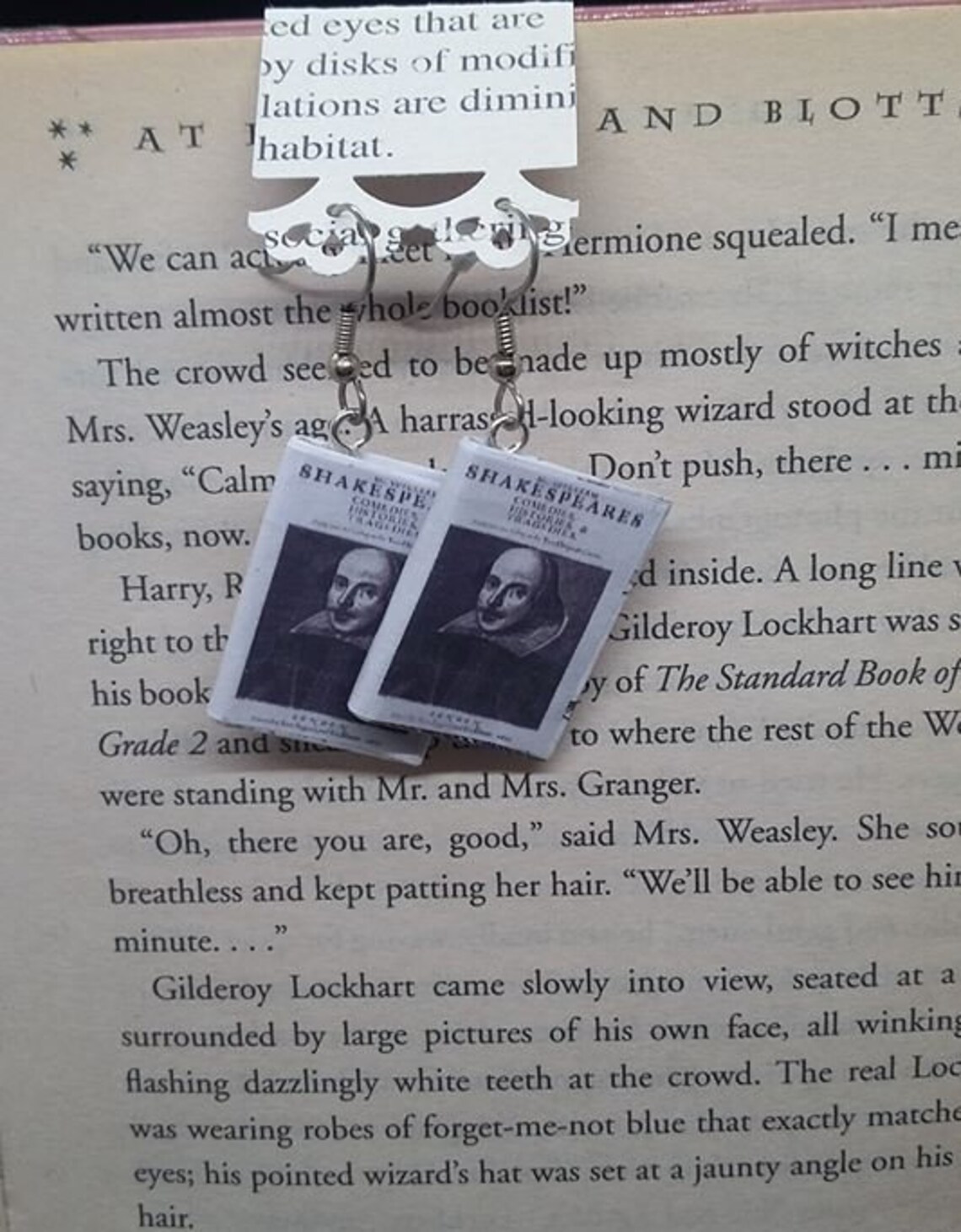 Shakespeare Book Earrings / Gift for Her / Book Lover Gift / Book ...
