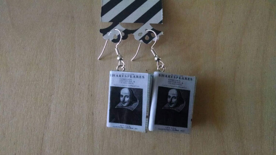 Shakespeare Book Earrings / Gift for Her / Book Lover Gift / Book ...