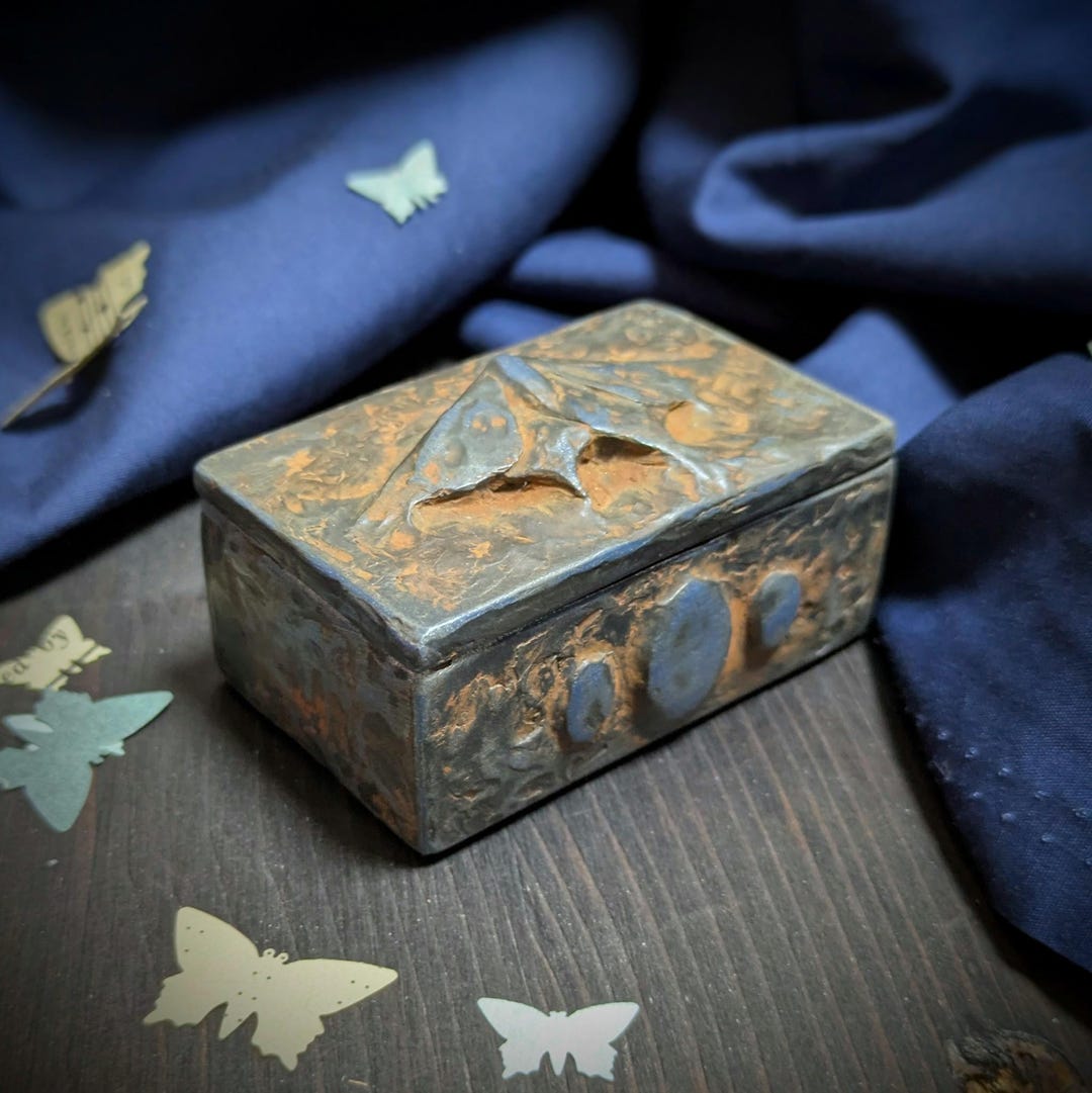 Box of Little Whispers - Cast Resin Moth Trinket Box With Iron Gilt ...