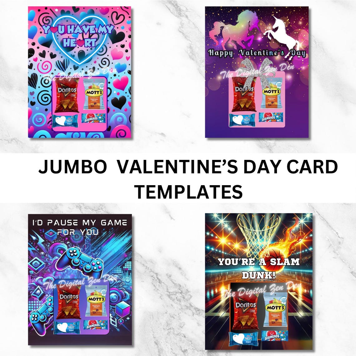 Jumbo Valentine's Day Card Template Bundle| 11x14 Card Templates ...