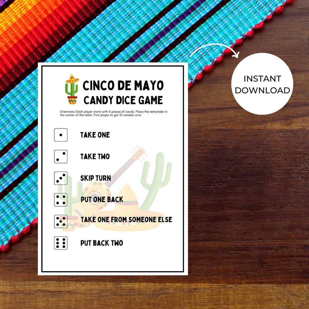 Cinco De Mayo Candy Dice Game | Fun Mexican Fiesta Game | Perfect Cinco ...