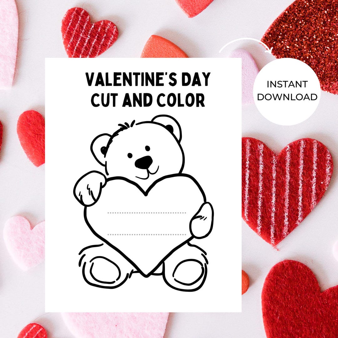 Valentine's Day Cut and Color Activities for Kindergarten and Preschool ...