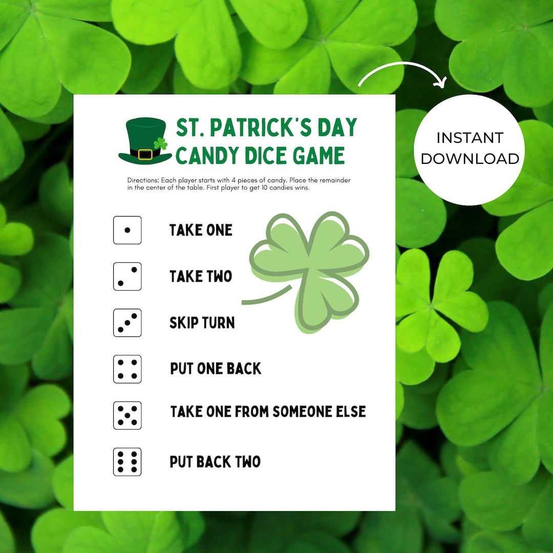St. Patrick's Day Candy Dice Game for Kids | Perfect for Parties and ...