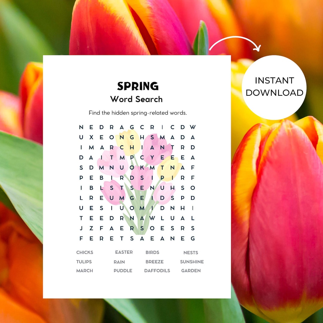 Spring Word Search for Kids | Fun Printable Activity Worksheets - Etsy