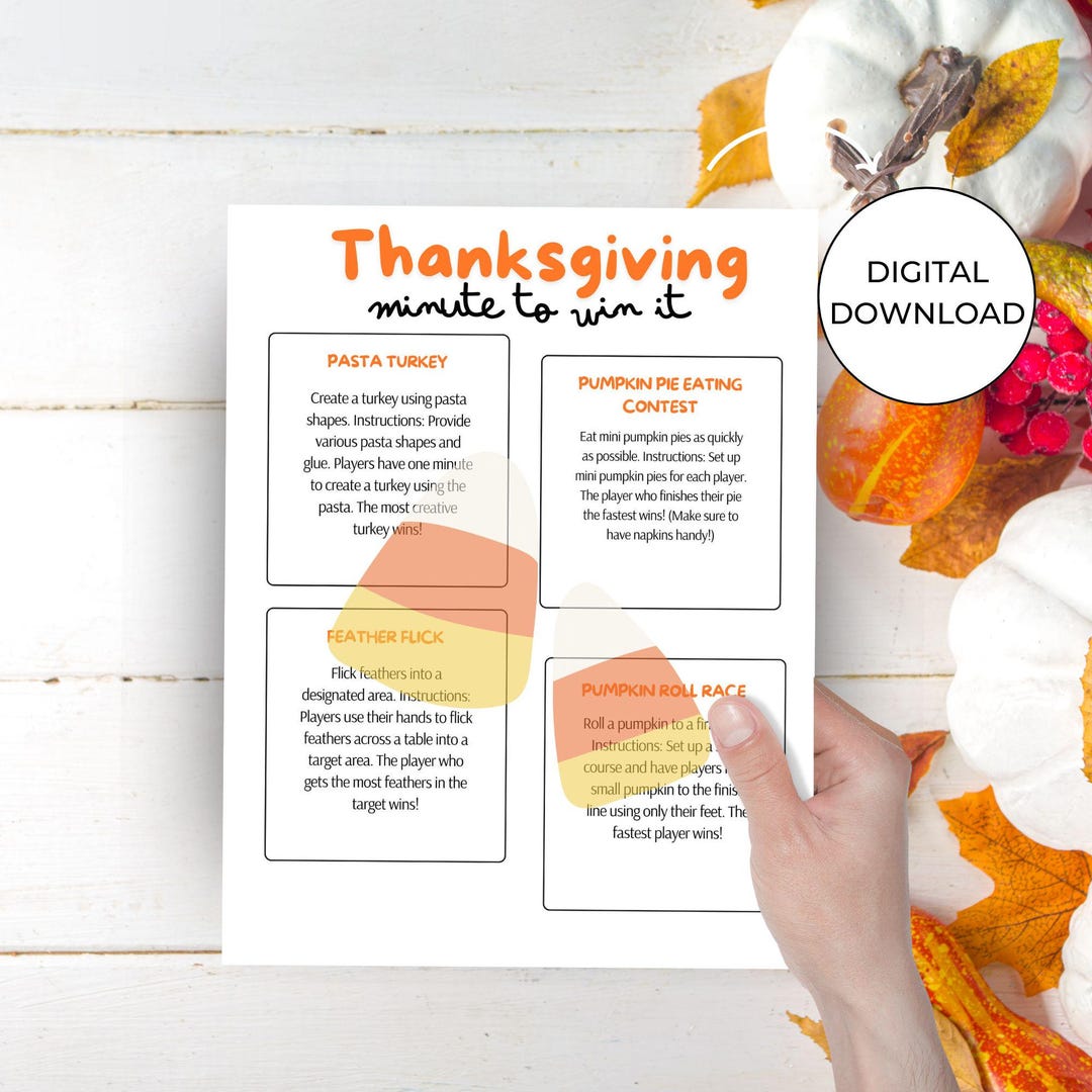 Thanksgiving Minute to Win It Games for Kids | Thanksgiving Game for ...