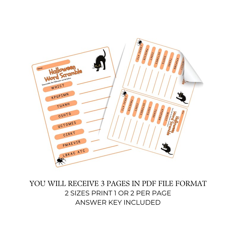 Halloween Word Scramble Activity for Kids -- Printable Fun! - Etsy