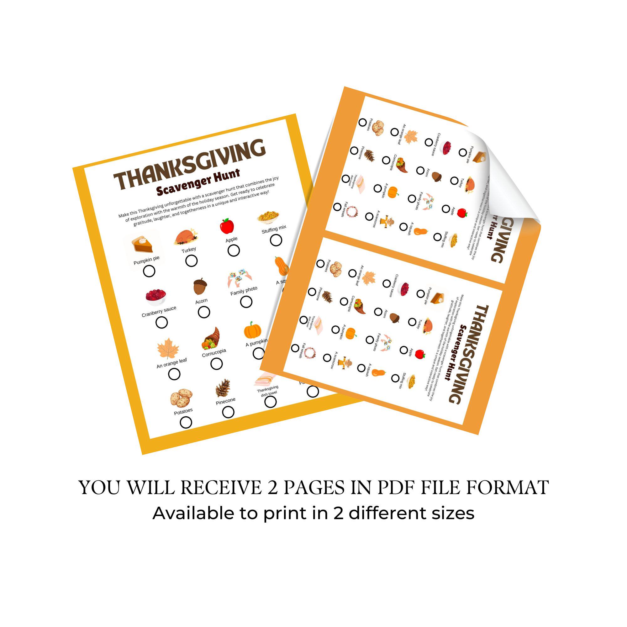 Thanksgiving Scavenger Hunt for Kids | Thanksgiving Party Game - Etsy