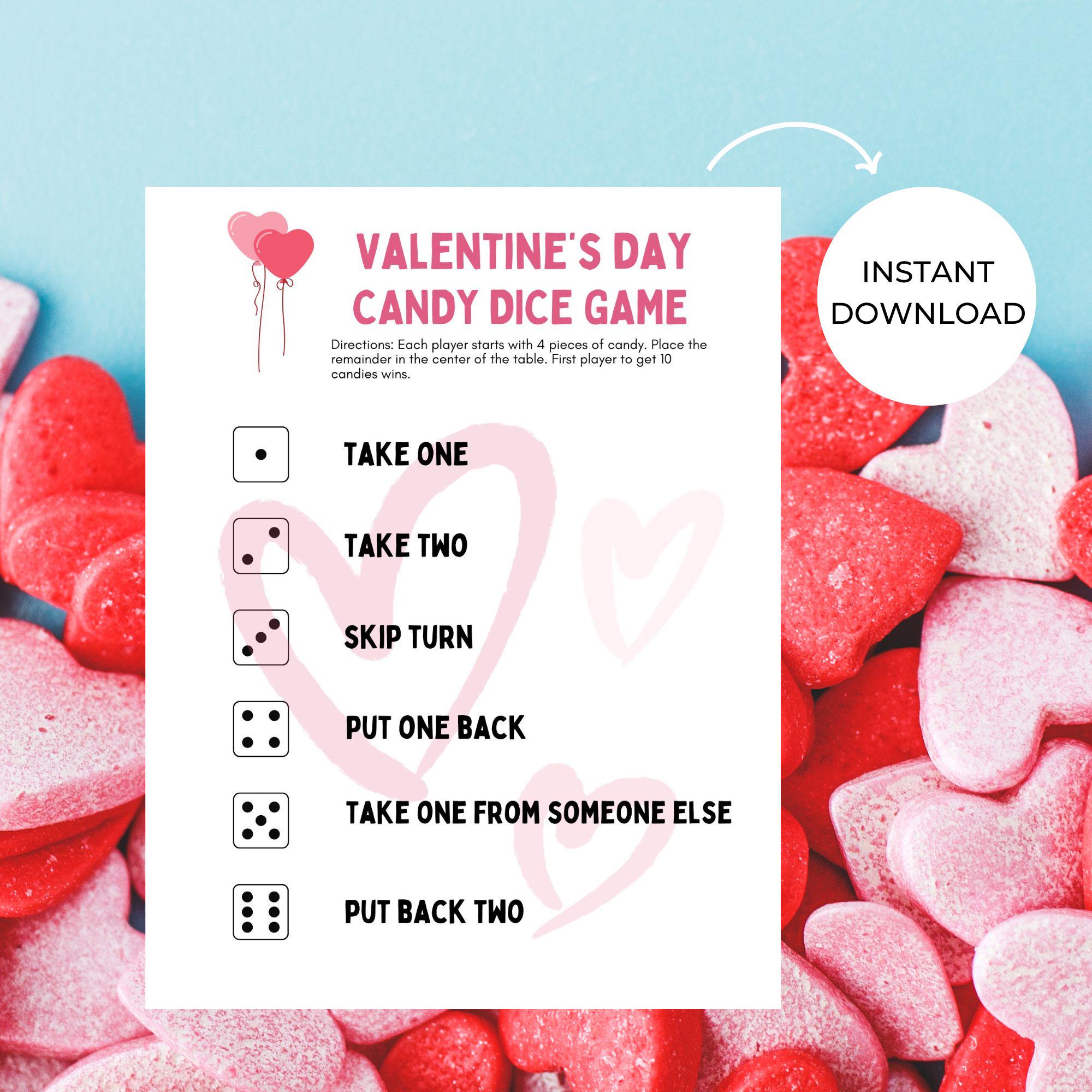 Valentine's Day Candy Dice Game for Kids | Perfect for Parties! - Etsy