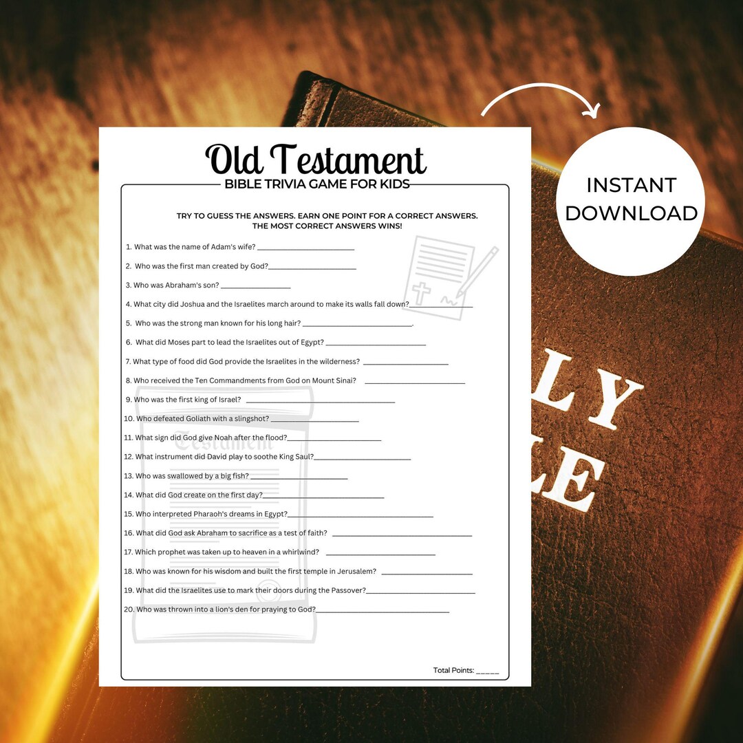 Old Testament Bible Trivia Game for Kids - Fun and Educational ...